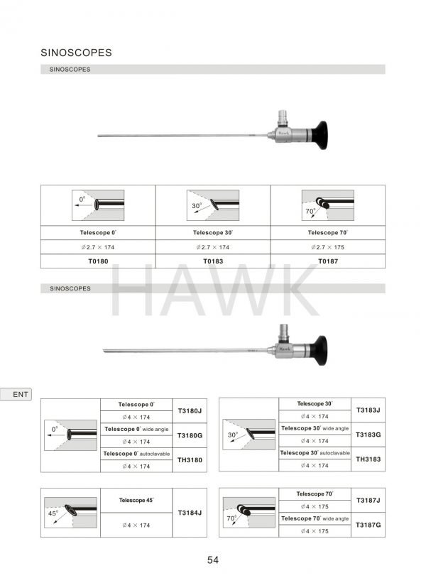 Hawk Rigid ENT Endoscopes - Sai's Ridge Specialities